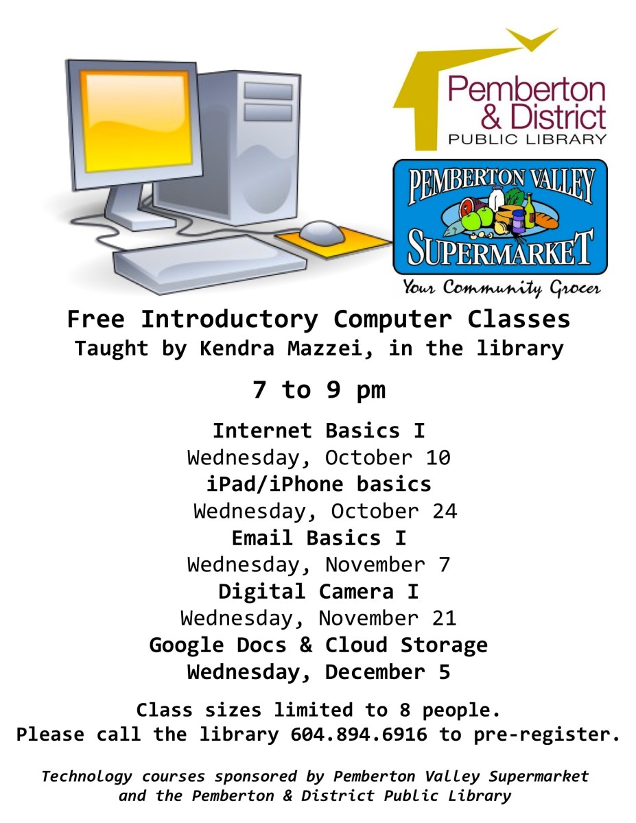 Register now for free Intro Computer Classes at the Pemberton Library ...